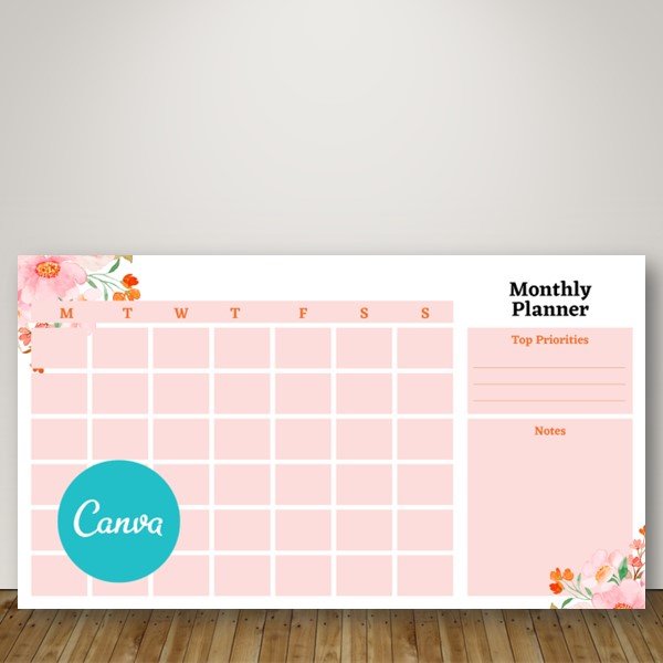 Monthly Planner Template Canva Template Warriors